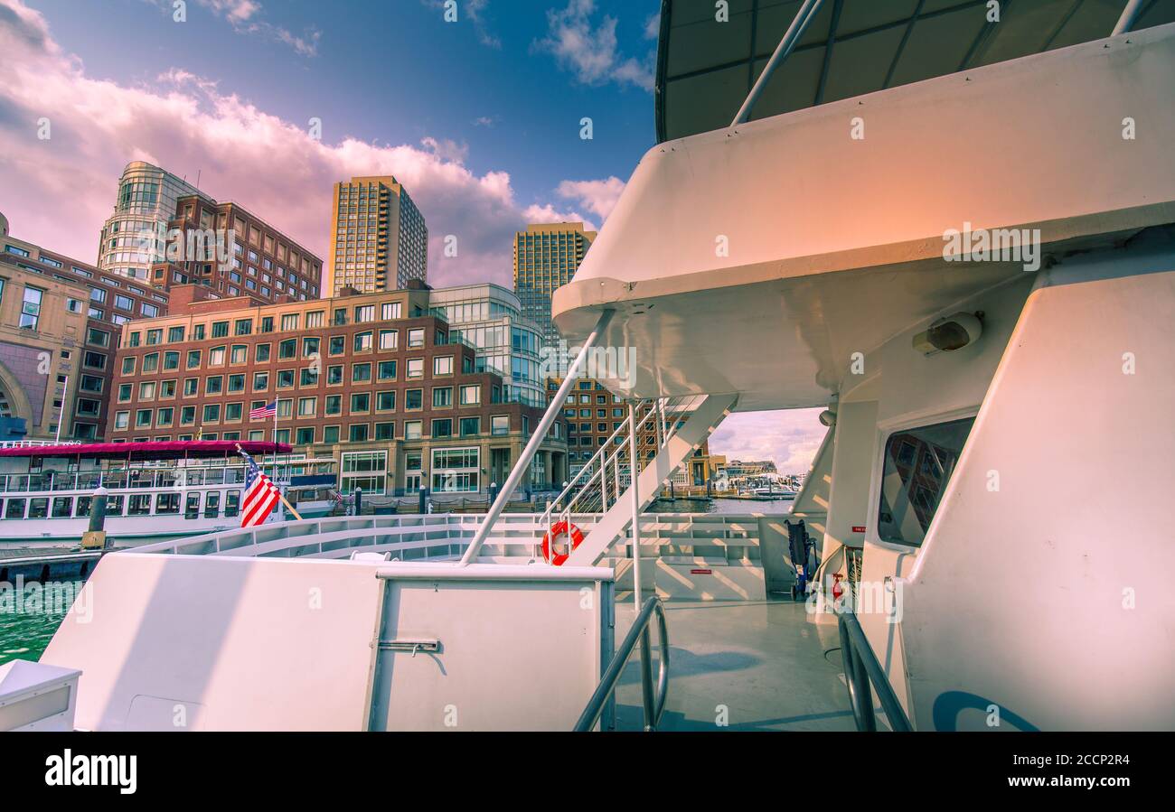 Famous Boston Harbor and harbor boat tours Stock Photo - Alamy