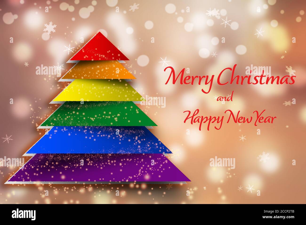 Christmas tree in rainbow colors. Xmas greeting card in LGBT colors ...