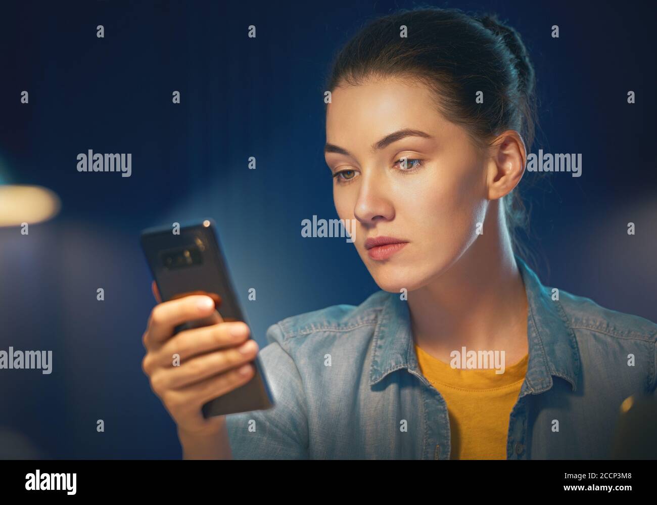 Women is using phone. Concept of young people are working with mobile ...