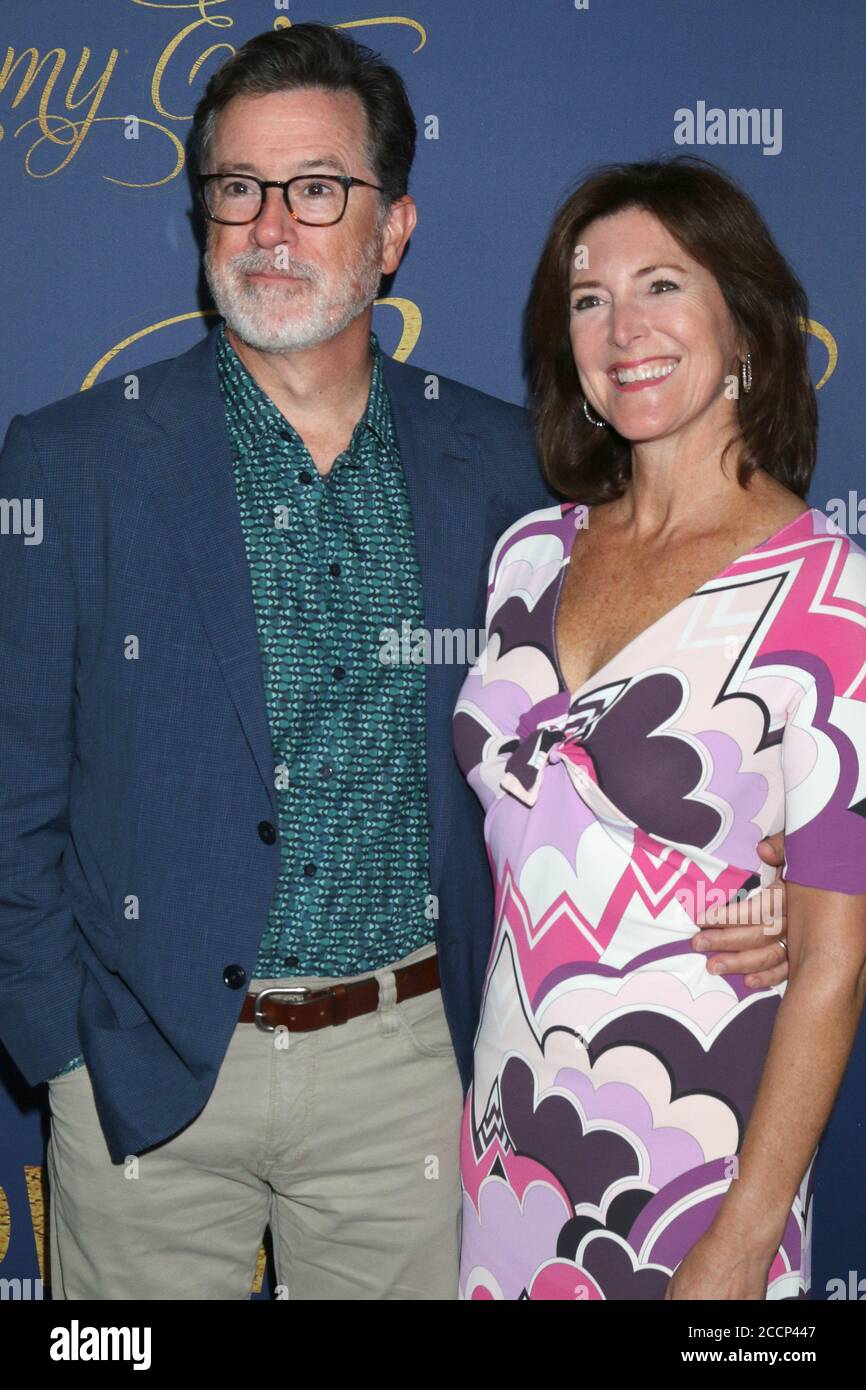 LOS ANGELES - SEP 16: Stephen Colbert, wife at the Showtime Emmy Eve ...