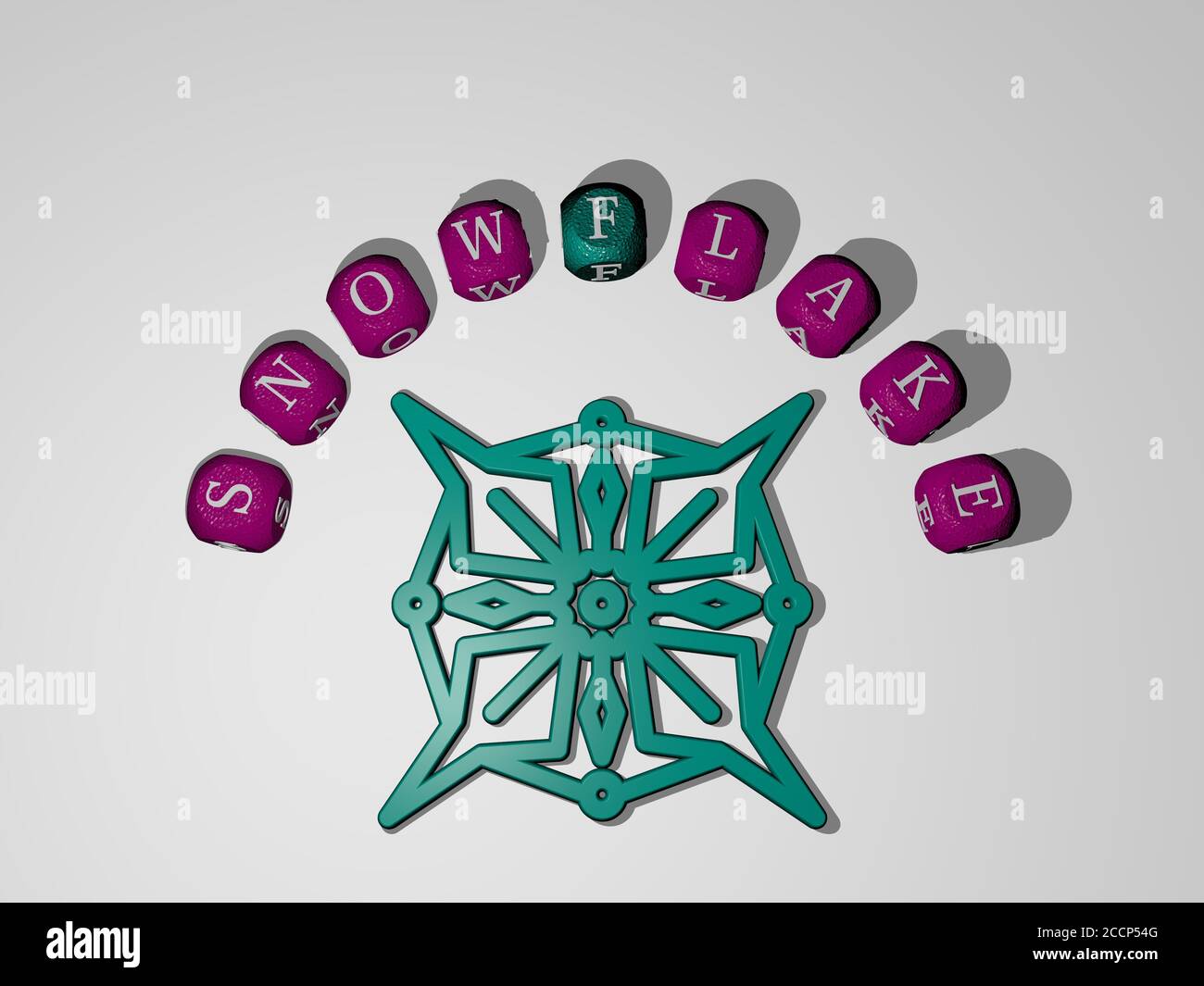 SNOWFLAKE icon surrounded by the text of individual letters, 3D ...