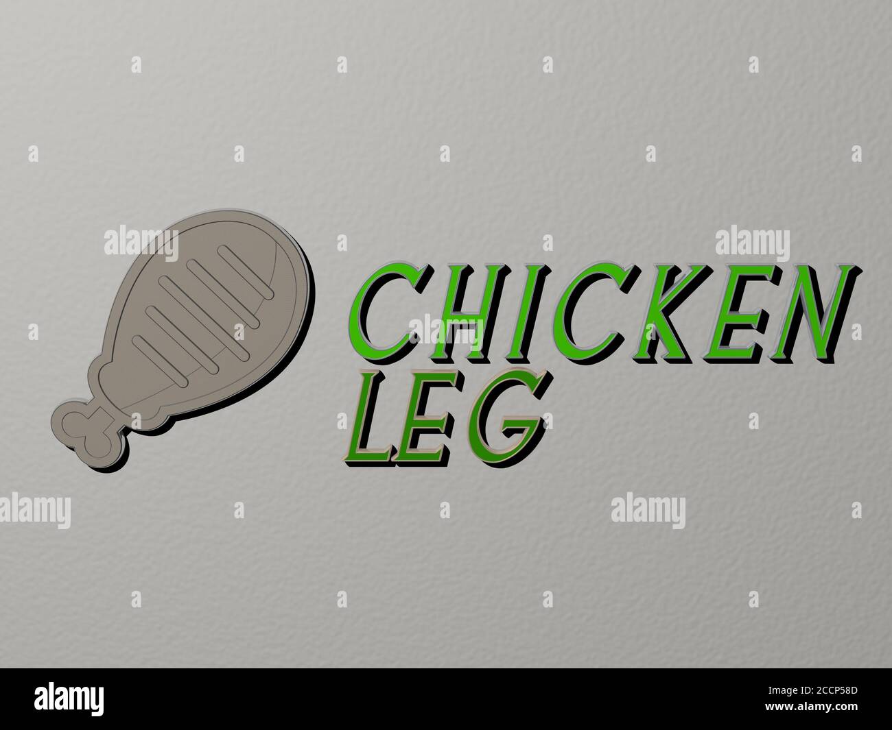 CHICKEN LEG icon and text on the wall, 3D illustration Stock Photo - Alamy