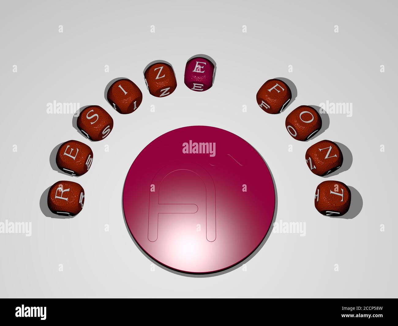 resize font icon surrounded by the text of individual letters, 3D ...