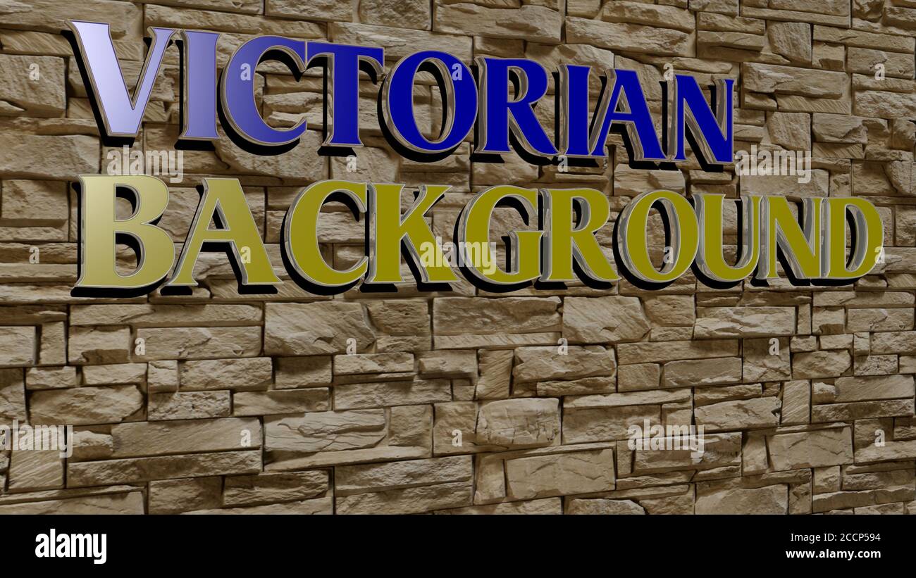 victorian background text on textured wall, 3D illustration Stock Photo ...