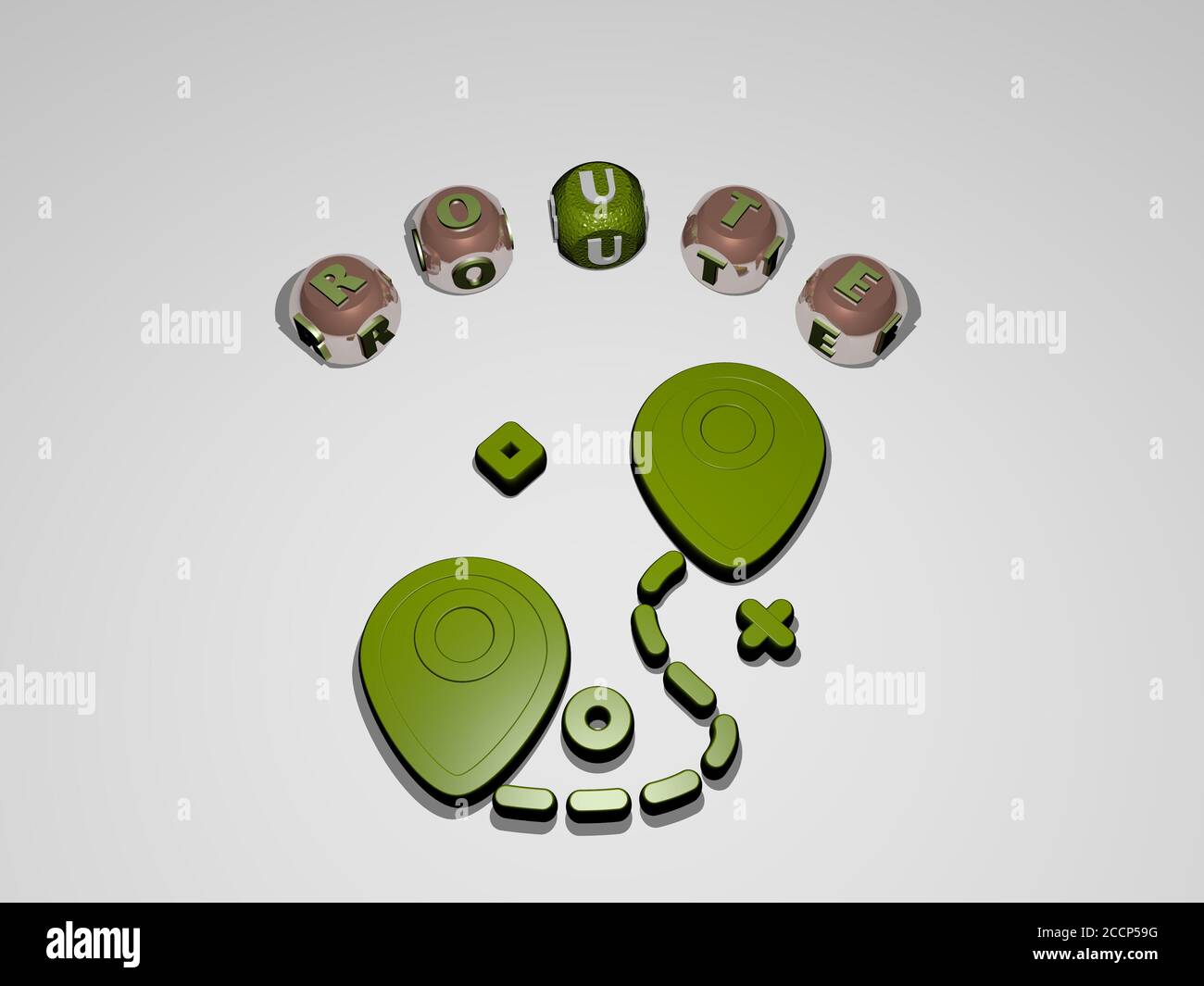 route circular text of separate letters around the 3D icon, 3D ...