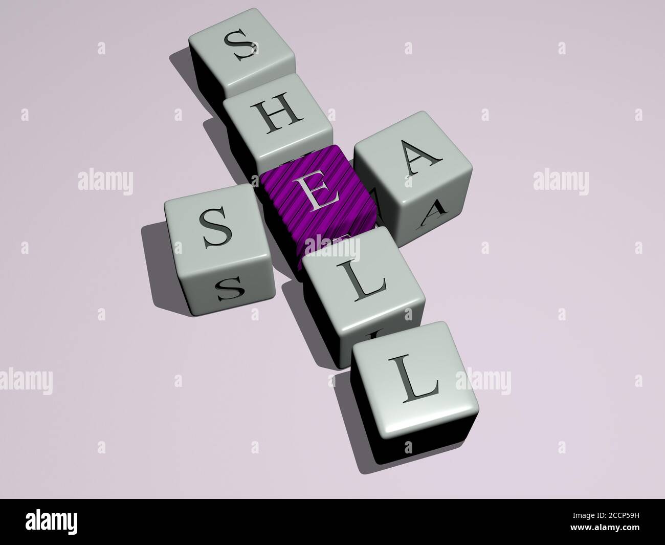 SEA SHELL crossword by cubic dice letters, 3D illustration Stock Photo ...