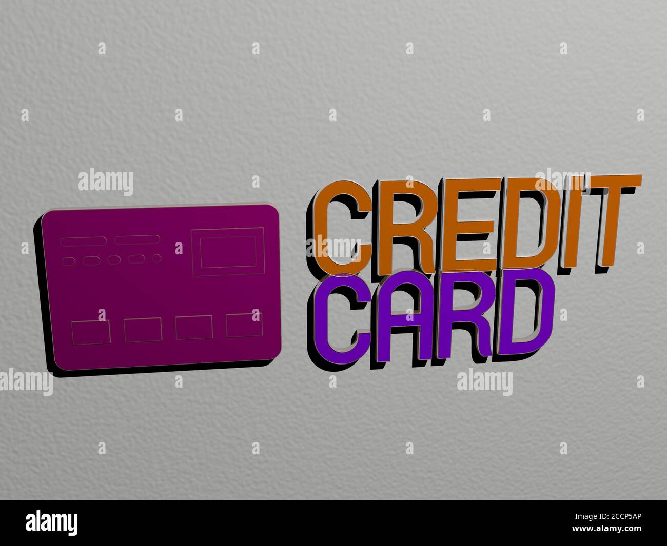 3D graphical image of CREDIT CARD vertically along with text built by ...