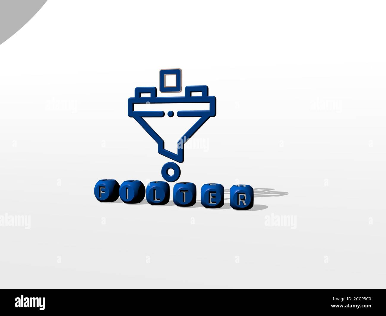 FILTER cubic letters with 3D icon on the top, 3D illustration Stock ...