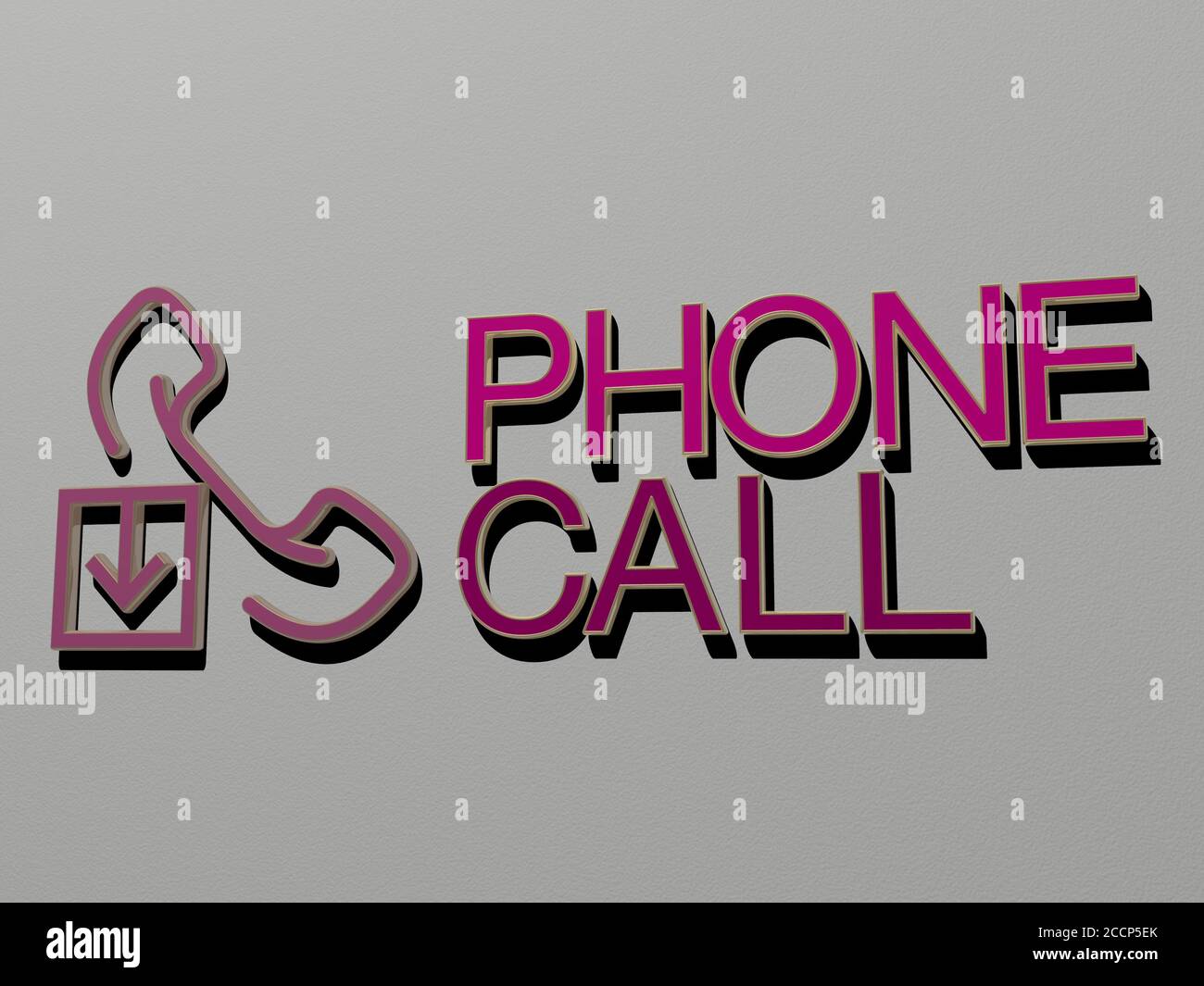 PHONE CALL icon and text on the wall, 3D illustration Stock Photo - Alamy