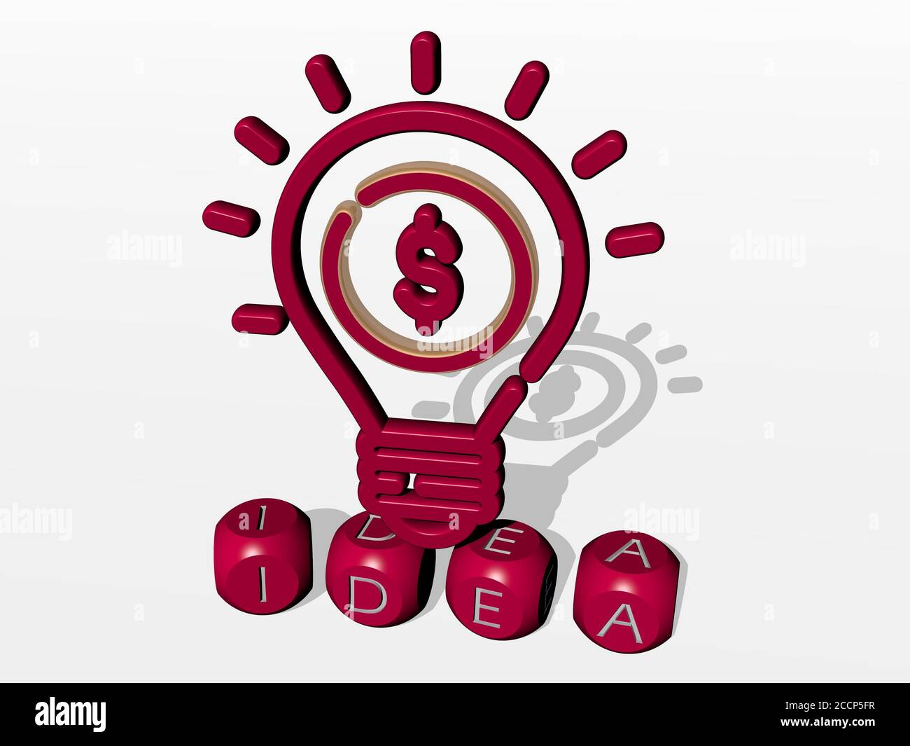 idea cubic letters with 3D icon on the top, 3D illustration Stock Photo ...