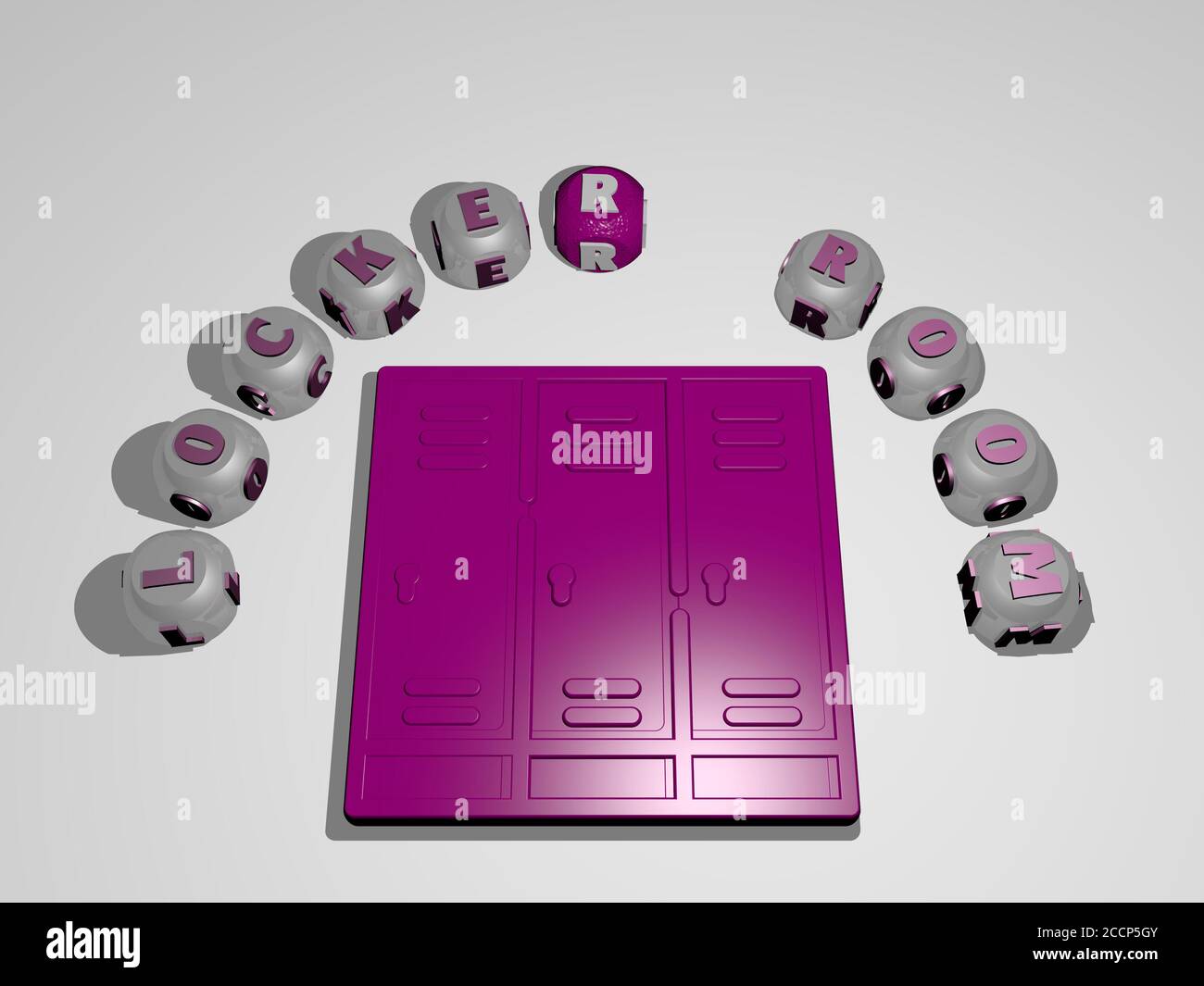 LOCKER ROOM 3D icon surrounded by the text of cubic letters, 3D ...