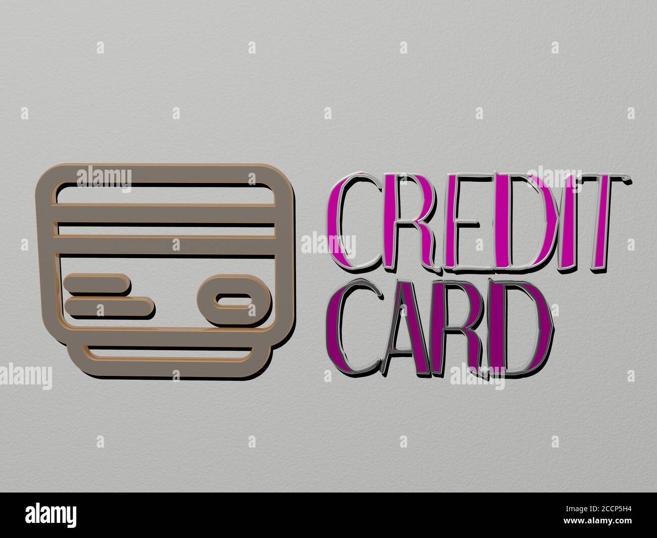CREDIT CARD icon and text on the wall, 3D illustration Stock Photo - Alamy