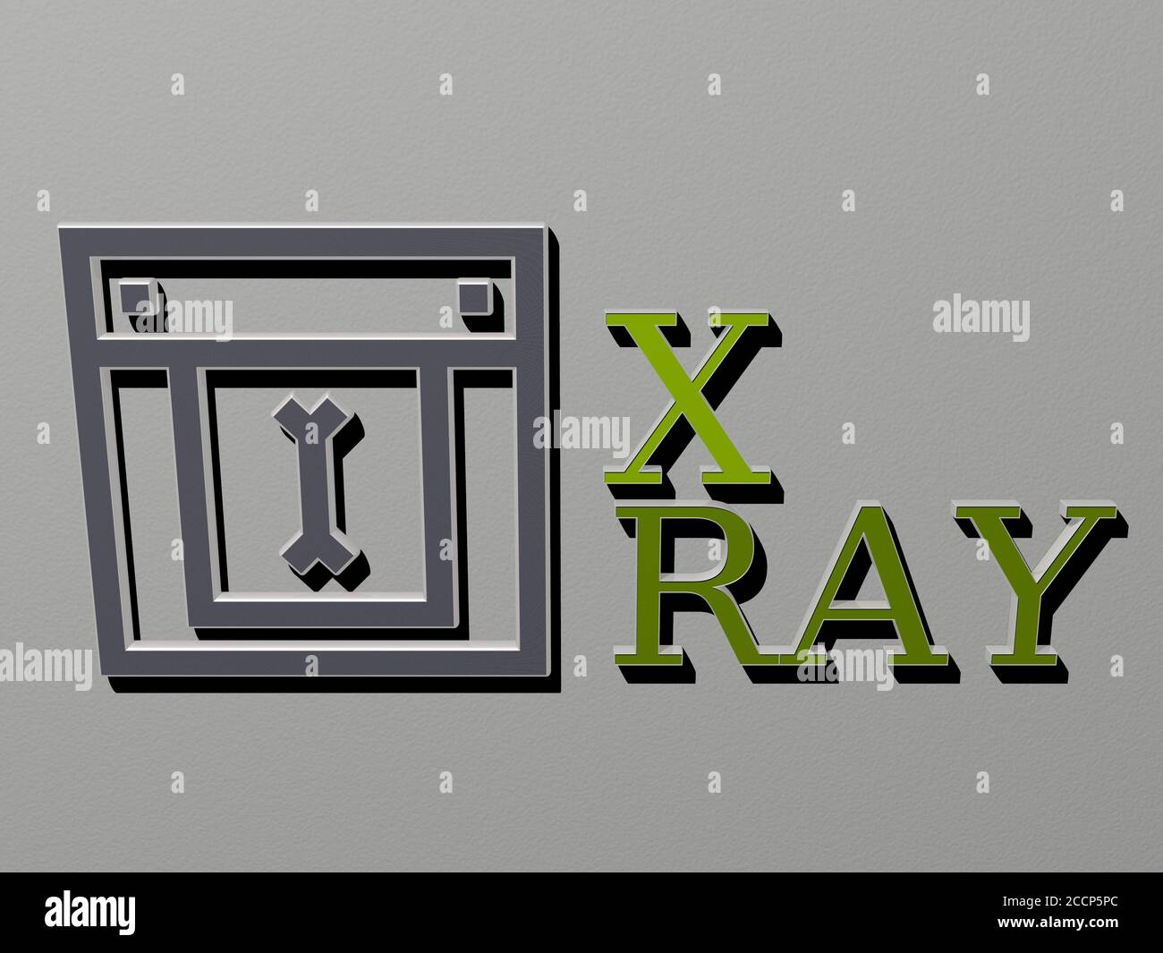 X RAY icon and text on the wall, 3D illustration Stock Photo - Alamy