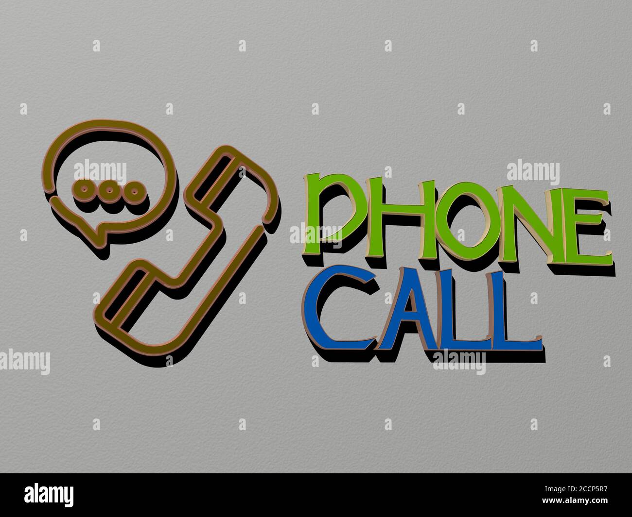 3D graphical image of phone call vertically along with text built by ...
