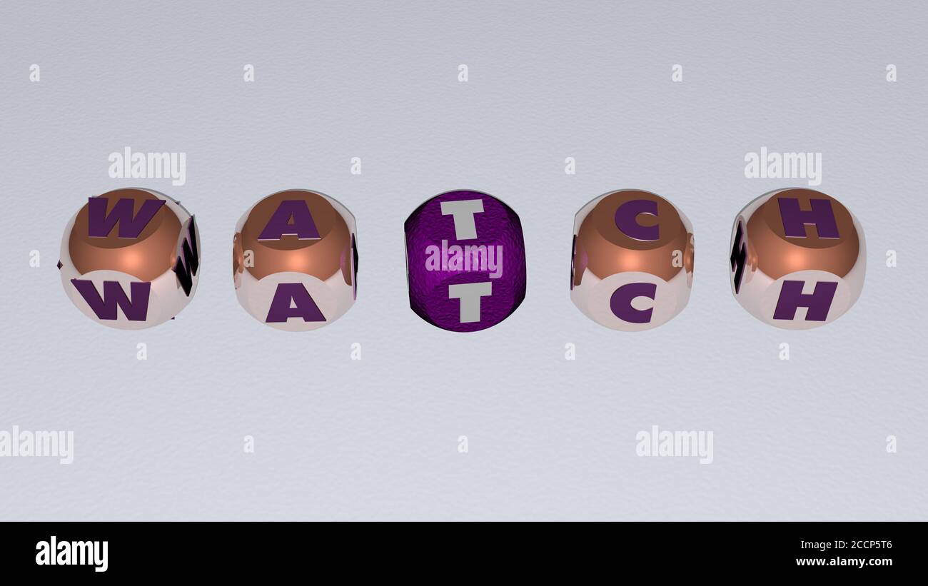 watch text of cubic individual letters, 3D illustration Stock Photo - Alamy