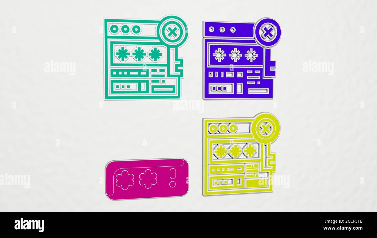 WRONG PASSWORD colorful set of icons, 3D illustration Stock Photo - Alamy