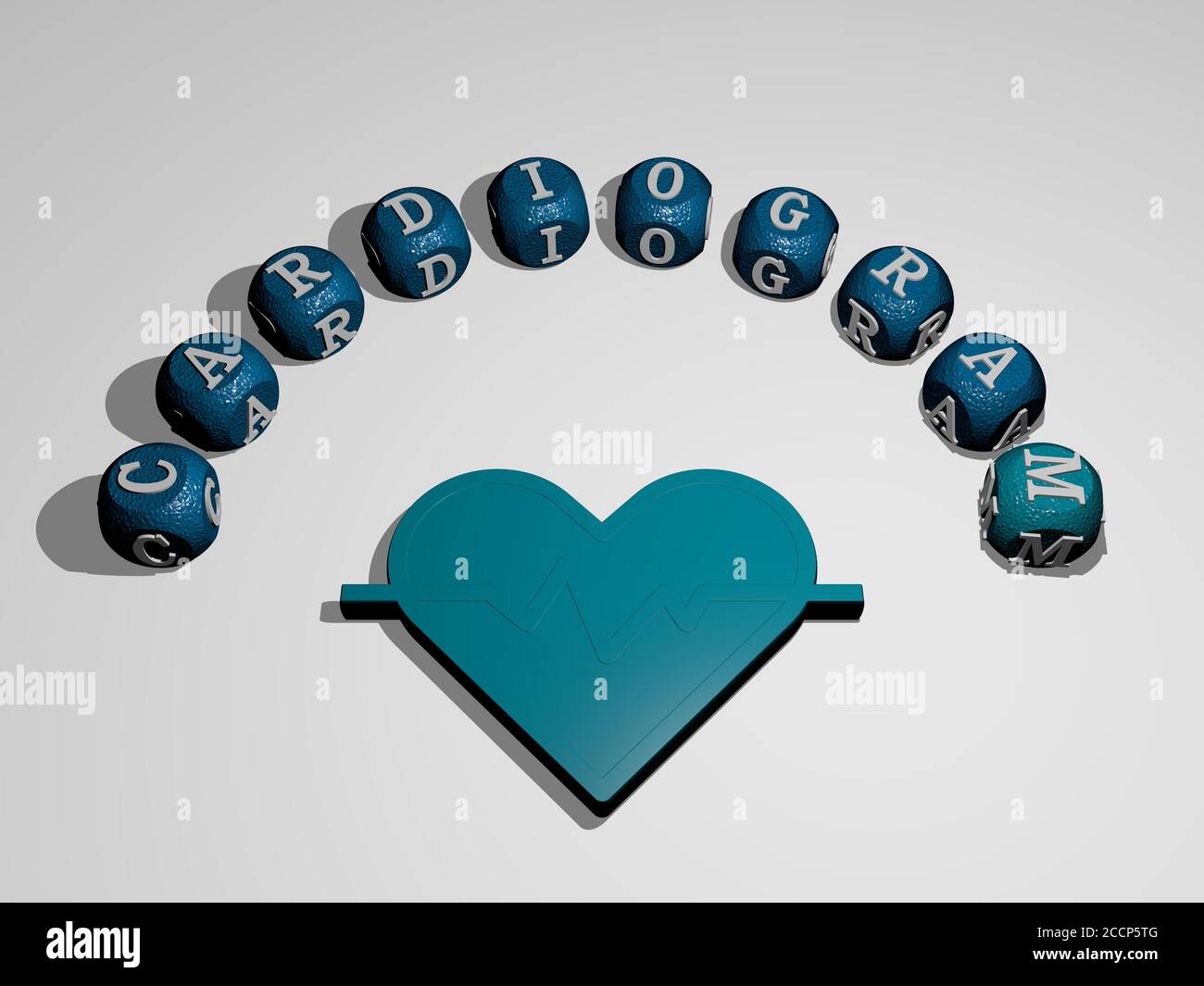 CARDIOGRAM icon surrounded by the text of individual letters, 3D ...