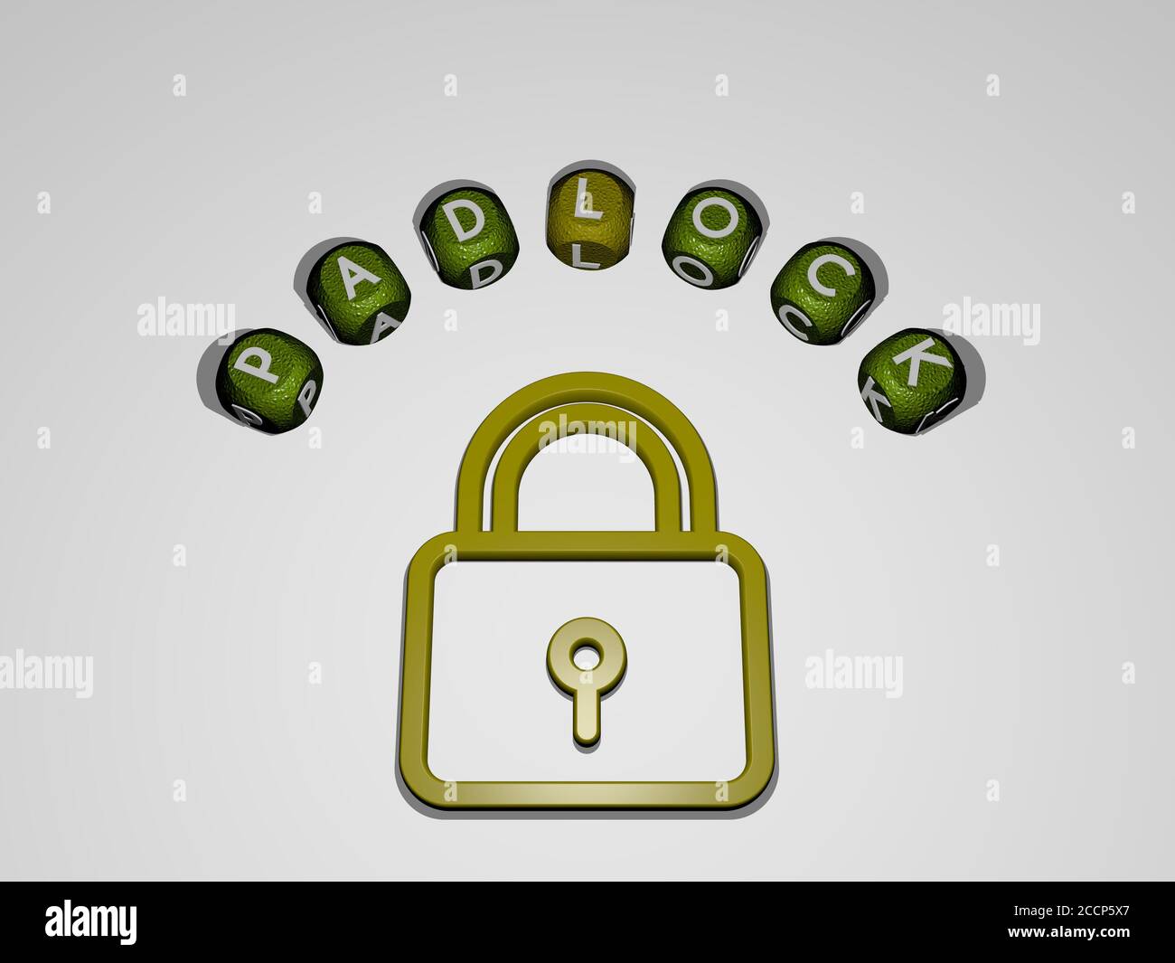 PADLOCK icon surrounded by the text of individual letters, 3D ...