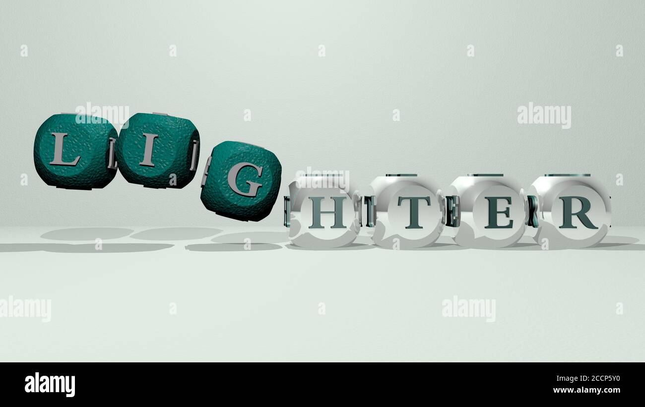 LIGHTER dancing cubic letters, 3D illustration Stock Photo - Alamy