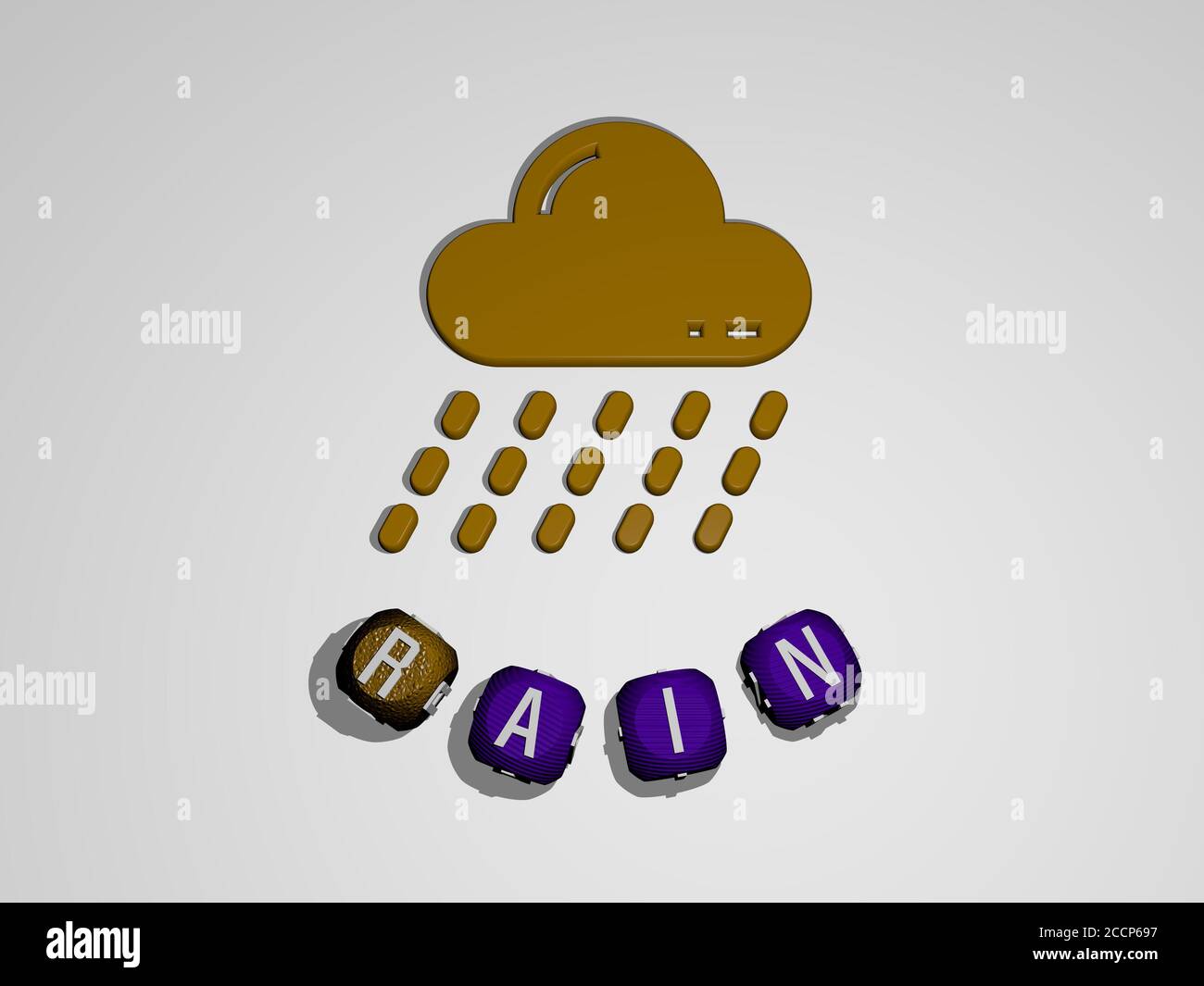 rain text around the 3D icon, 3D illustration Stock Photo - Alamy