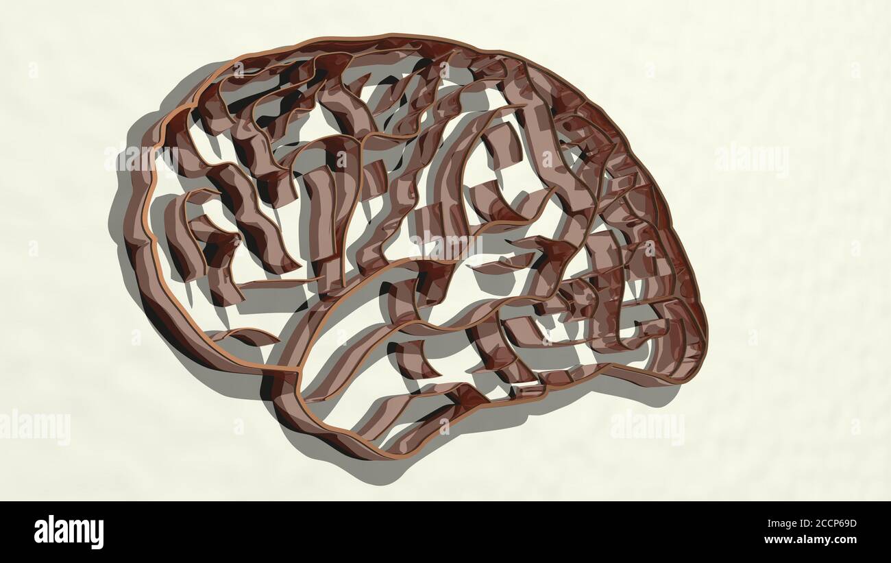 brain 3D drawing icon, 3D illustration Stock Photo - Alamy