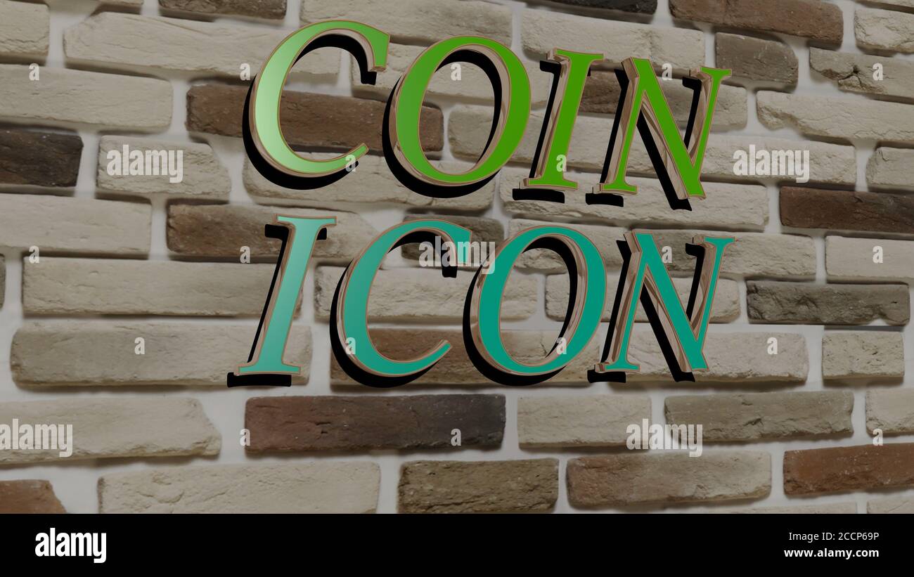 COIN ICON text on textured wall, 3D illustration Stock Photo - Alamy