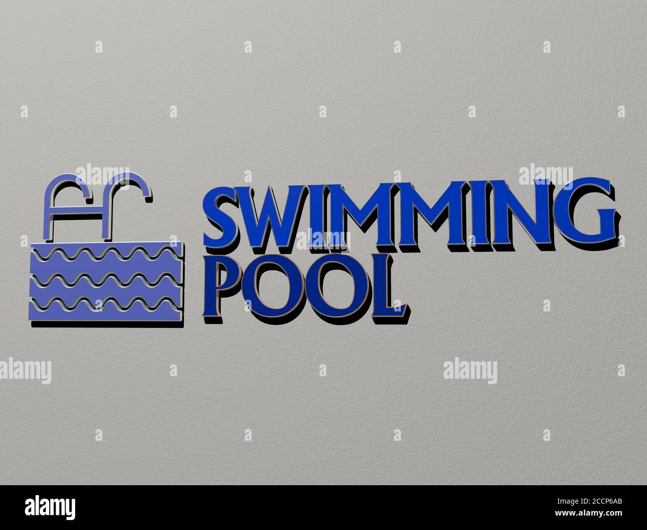 swimming pool icon and text on the wall, 3D illustration Stock Photo ...
