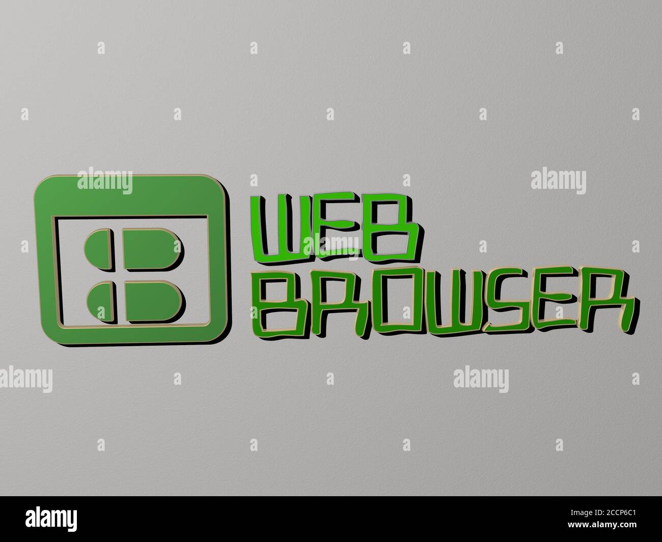 web browser icon and text on the wall, 3D illustration Stock Photo - Alamy