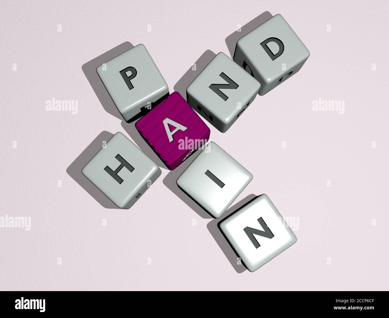 HAND PAIN crossword by cubic dice letters, 3D illustration Stock Photo ...