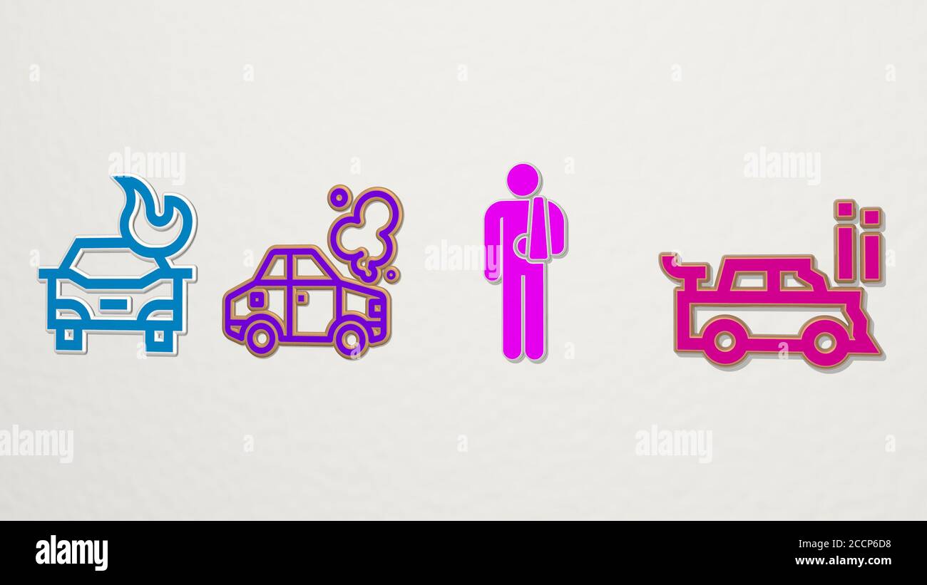 ACCIDENT 4 icons set, 3D illustration Stock Photo - Alamy