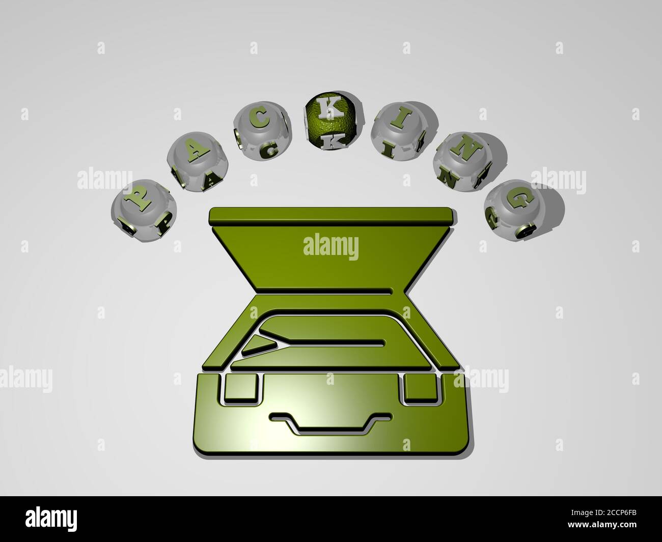 packing 3D icon surrounded by the text of cubic letters, 3D ...