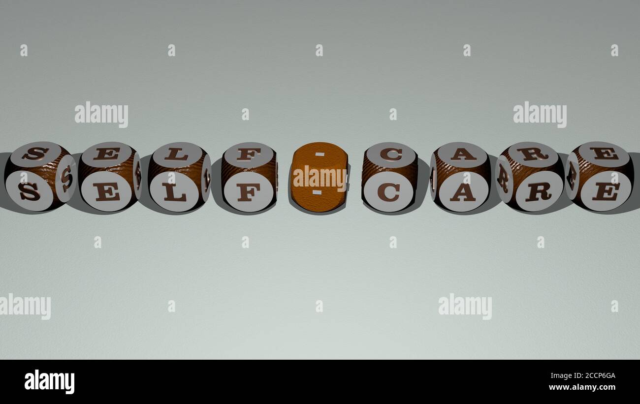 SELF CARE combined by dice letters and color crossing for the related ...