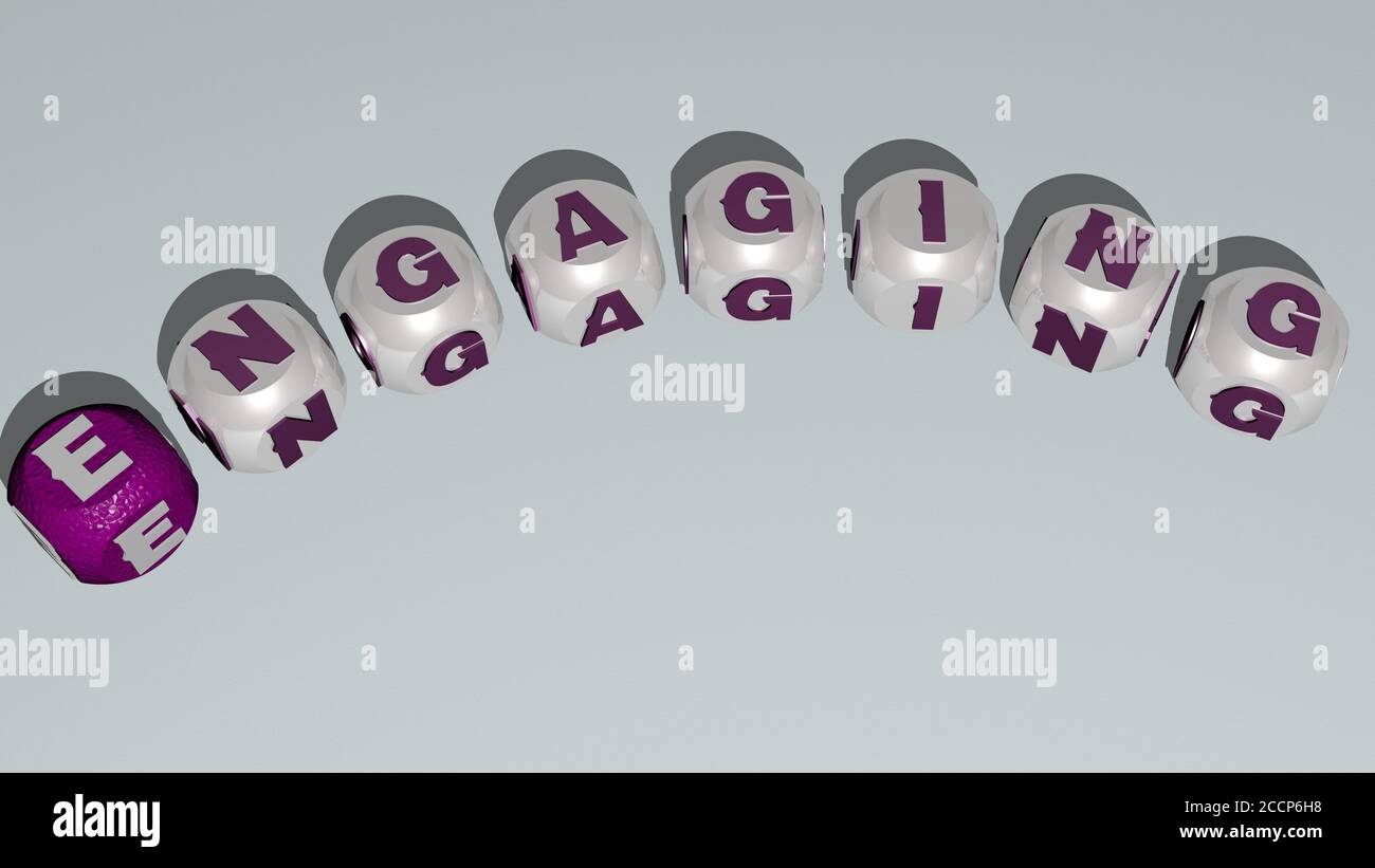 engaging text of dice letters with curvature, 3D illustration Stock ...