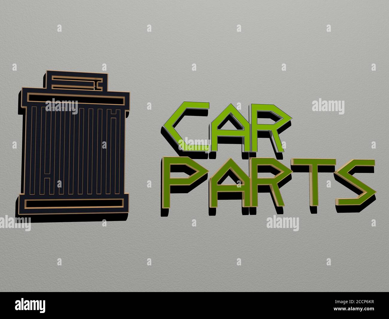 CAR PARTS icon and text on the wall, 3D illustration Stock Photo - Alamy