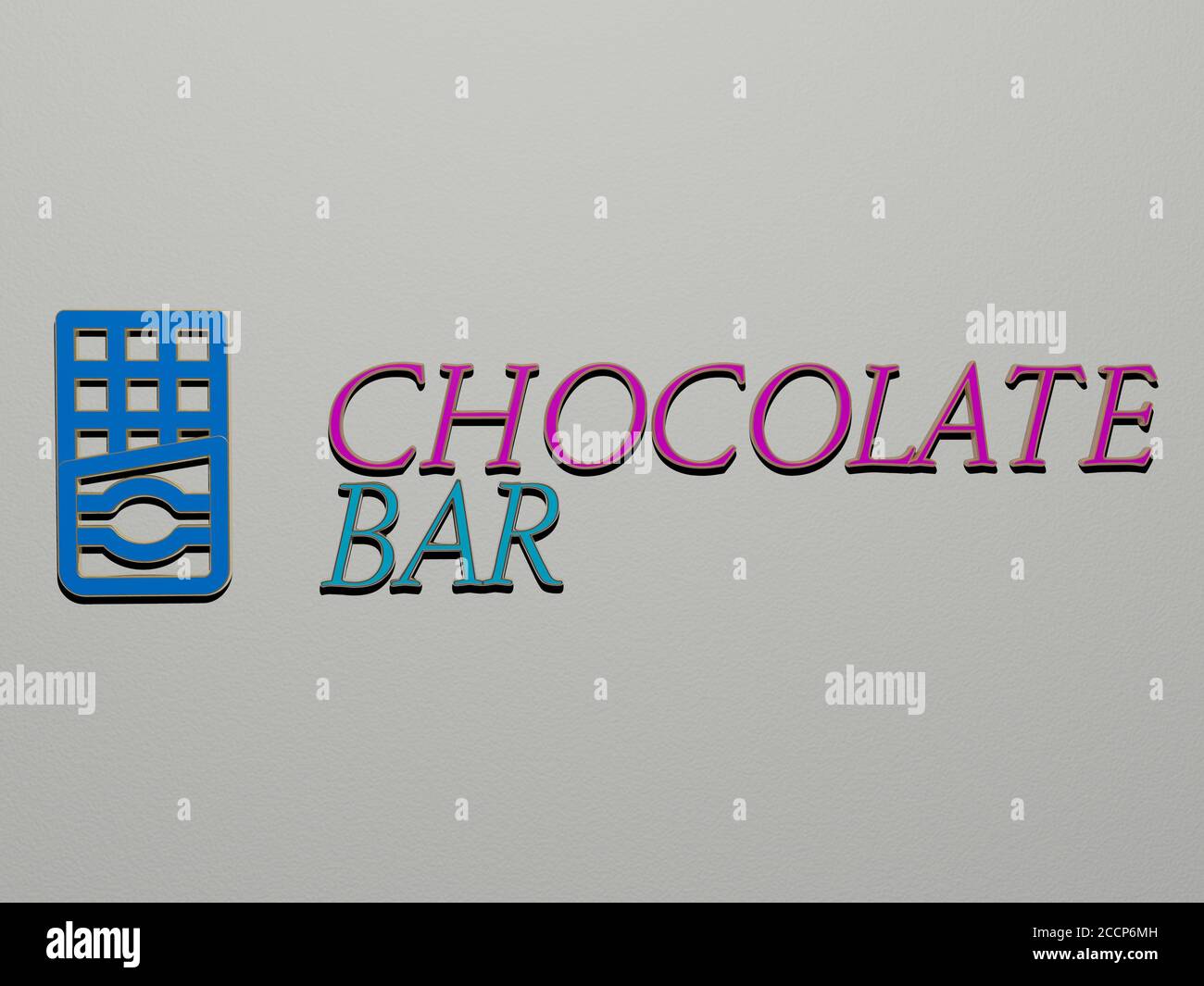 3D graphical image of CHOCOLATE BAR vertically along with text built by ...