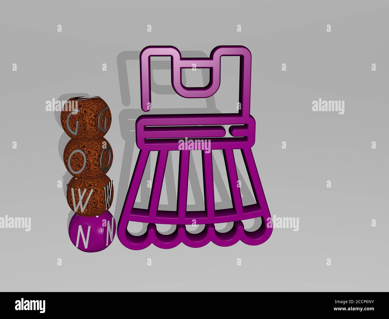 GOWN 3D icon and dice letter text, 3D illustration Stock Photo - Alamy