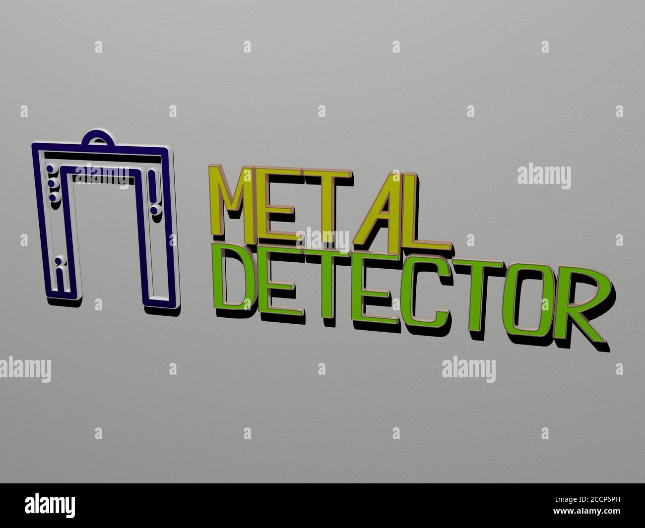 3D illustration of METAL DETECTOR graphics and text made by metallic ...