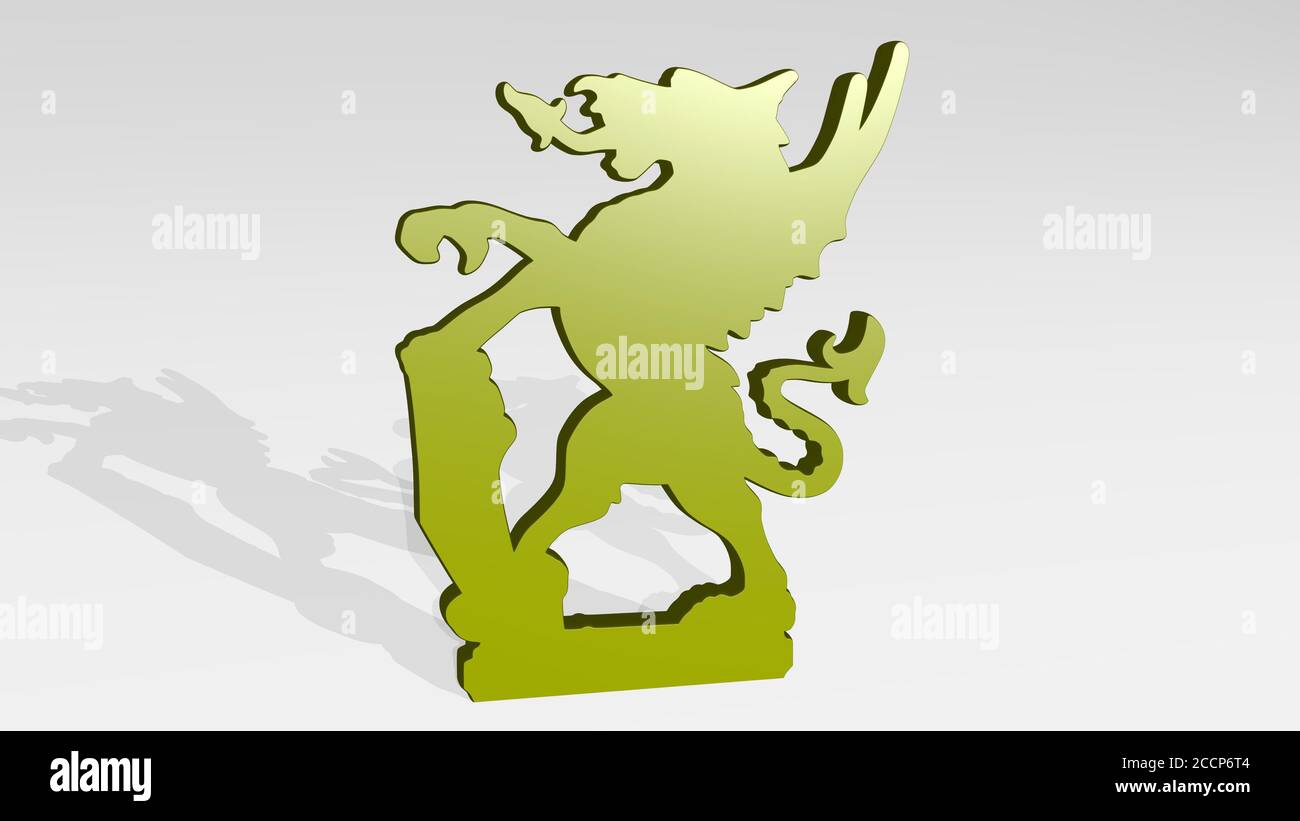 dragon symbol 3D icon casting shadow, 3D illustration Stock Photo - Alamy