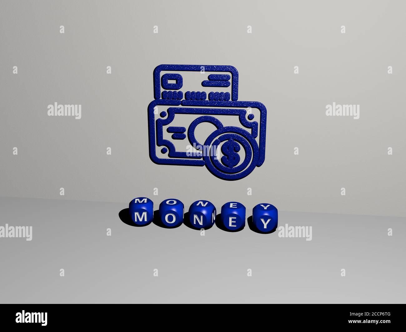 3D representation of money with icon on the wall and text arranged by ...