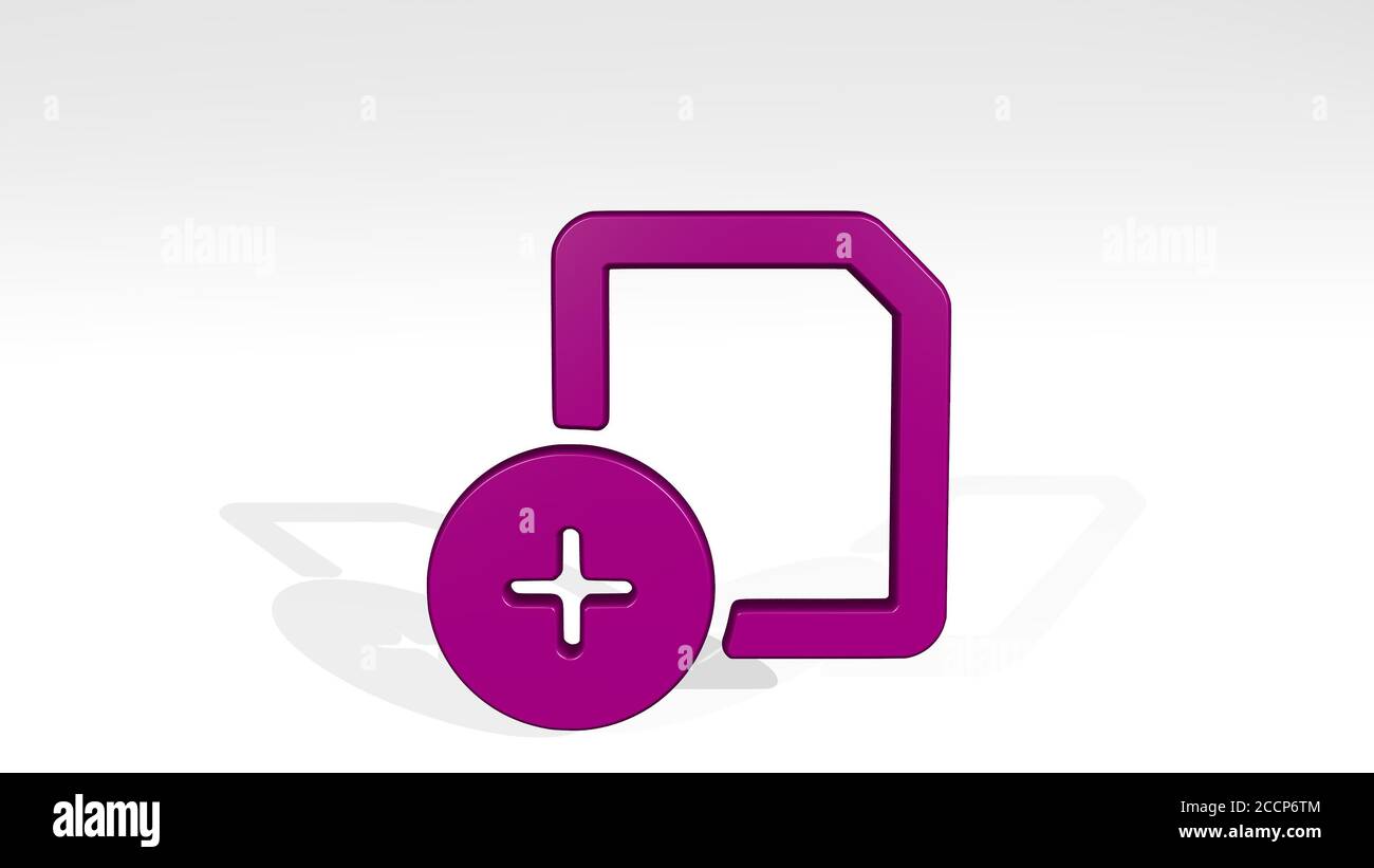 COMMON FILE ADD 3D icon casting shadow, 3D illustration Stock Photo - Alamy