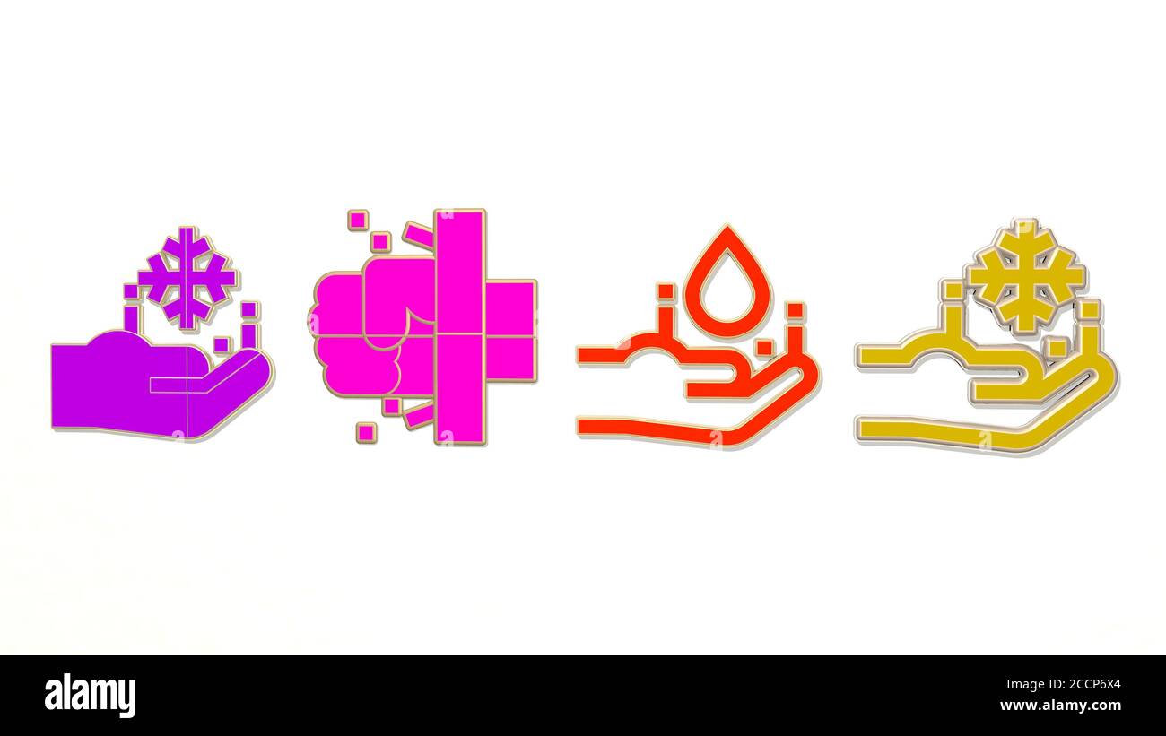 SUPER POWER 4 icons set, 3D illustration Stock Photo - Alamy