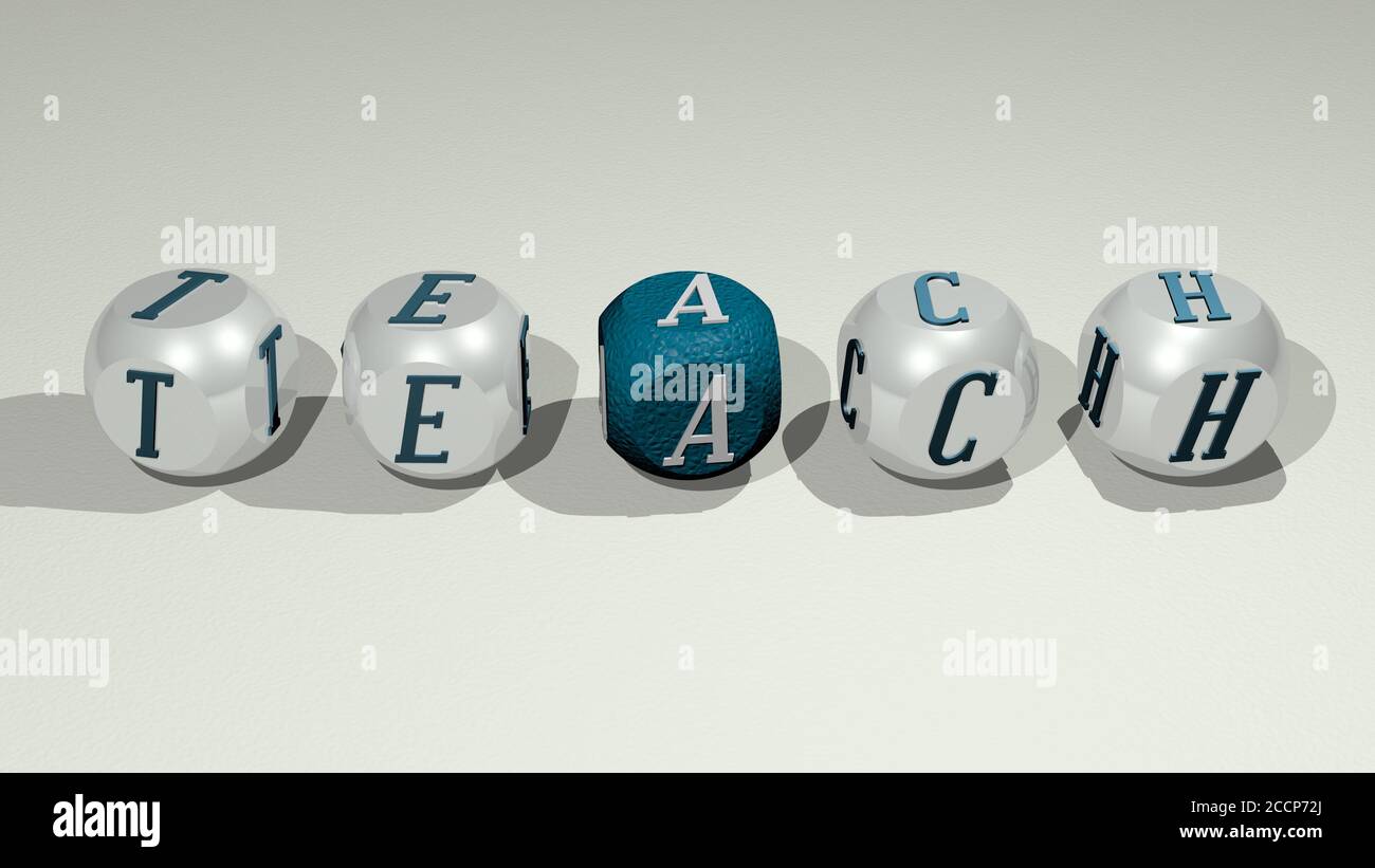 TEACH text of cubic individual letters, 3D illustration Stock Photo - Alamy