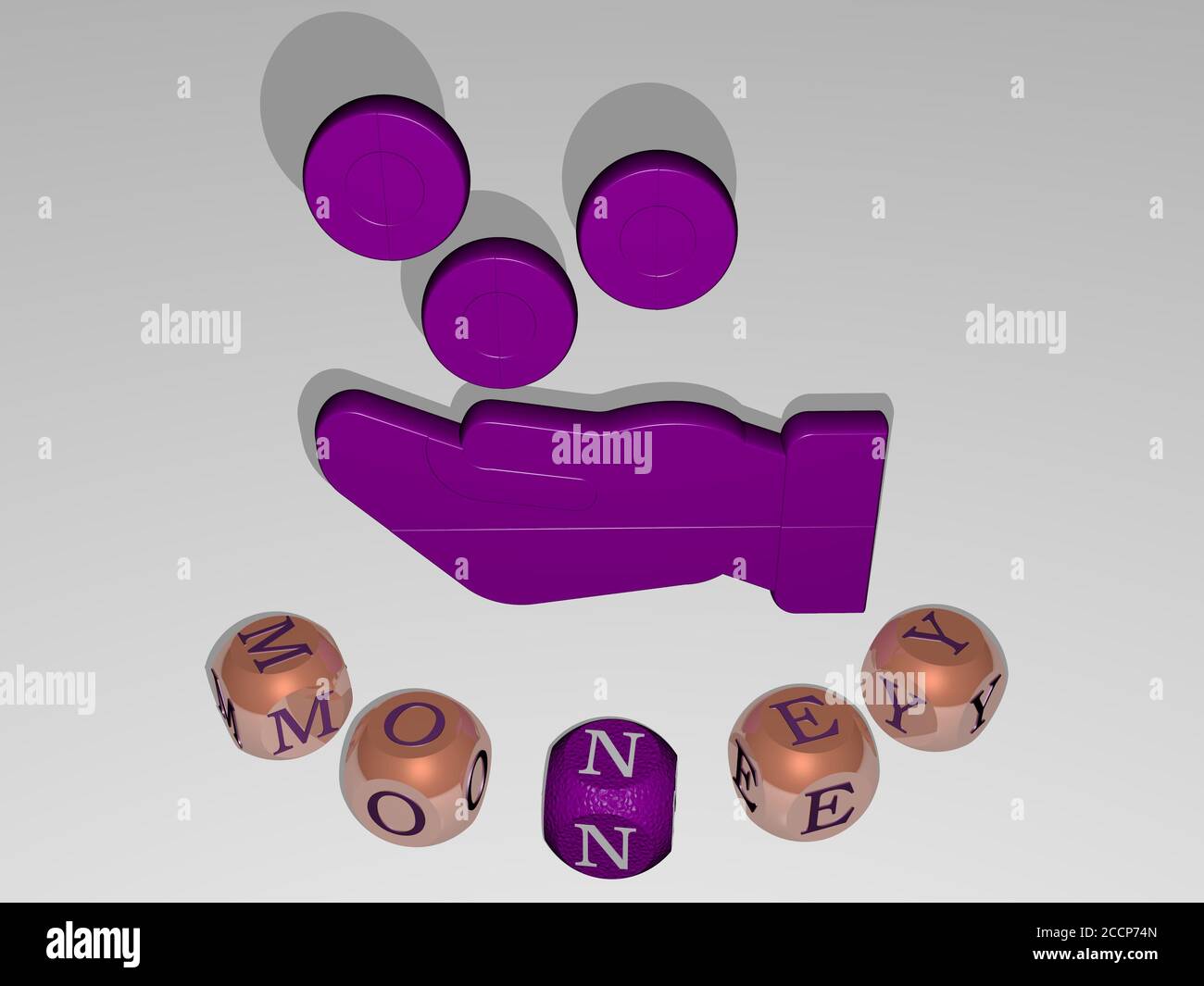 money round text of cubic letters around 3D icon, 3D illustration Stock ...