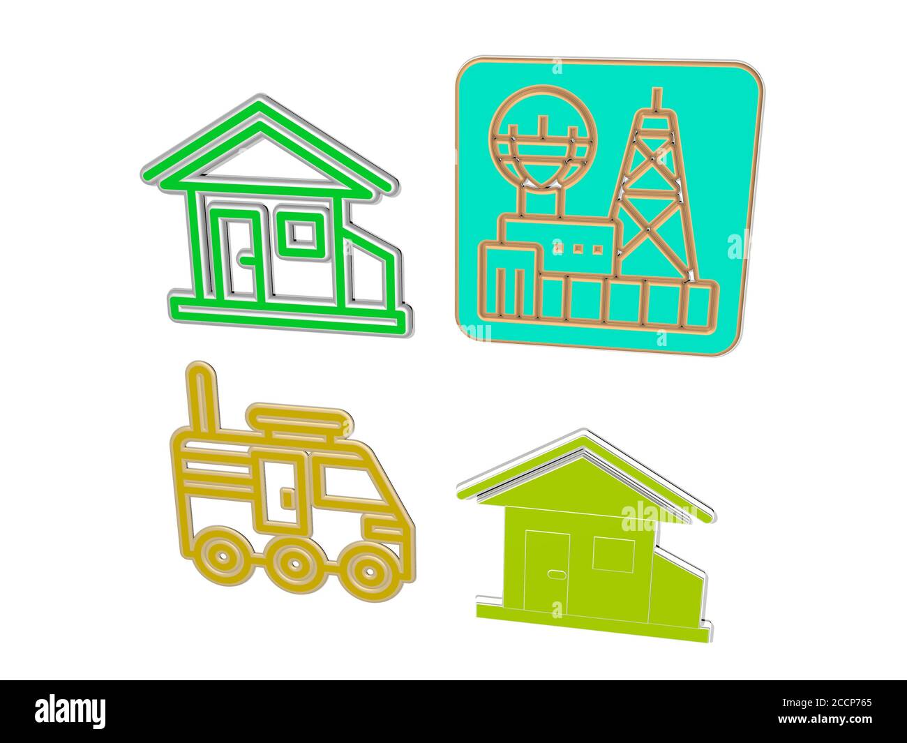 colony 4 icons set, 3D illustration Stock Photo - Alamy