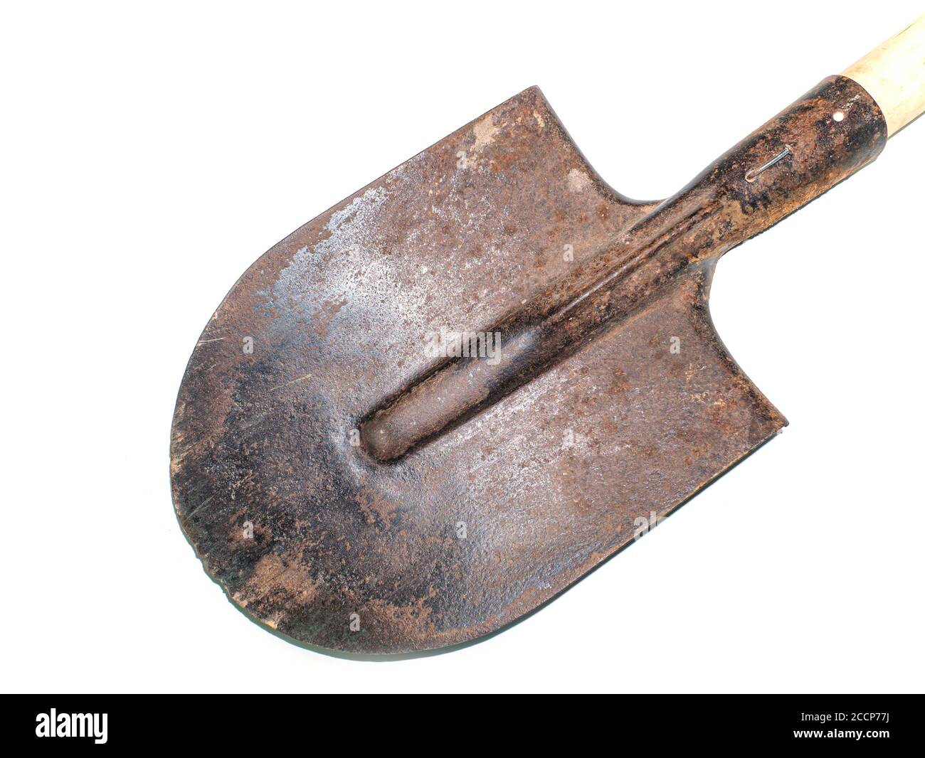Old iron shovel for digging on a white background Stock Photo - Alamy