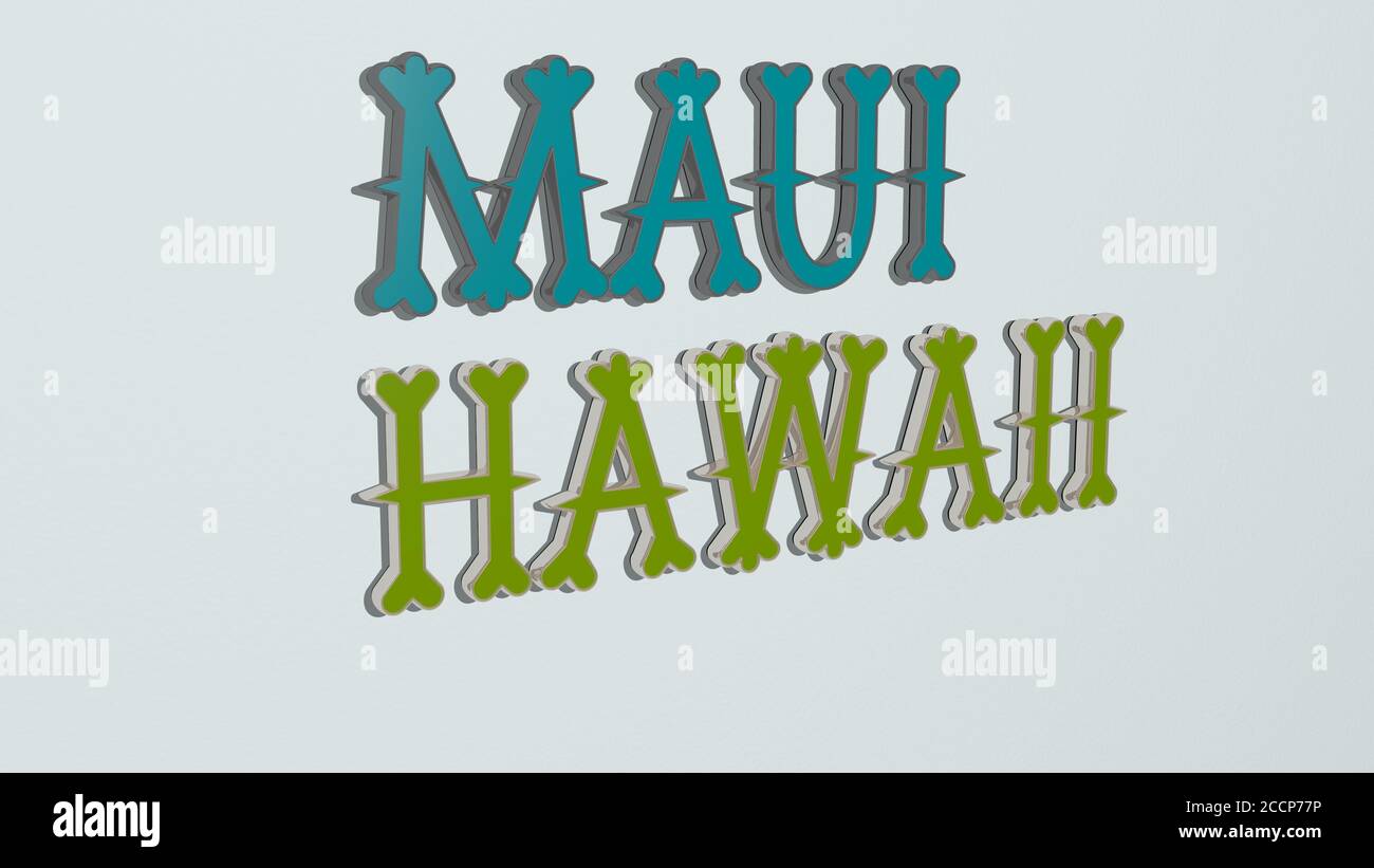 MAUI HAWAII text on the wall, 3D illustration Stock Photo - Alamy