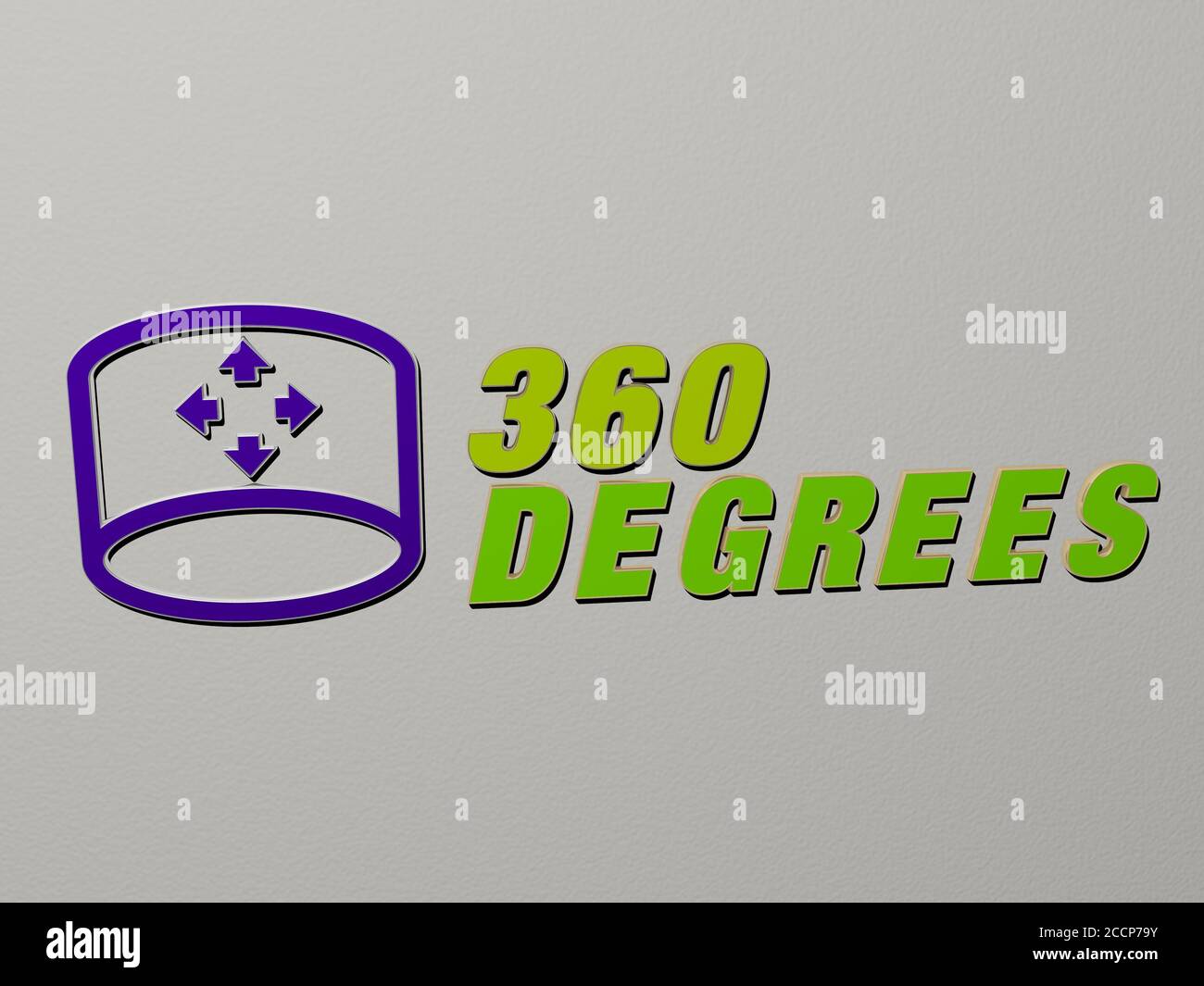 3D graphical image of 360 degrees vertically along with text built by ...