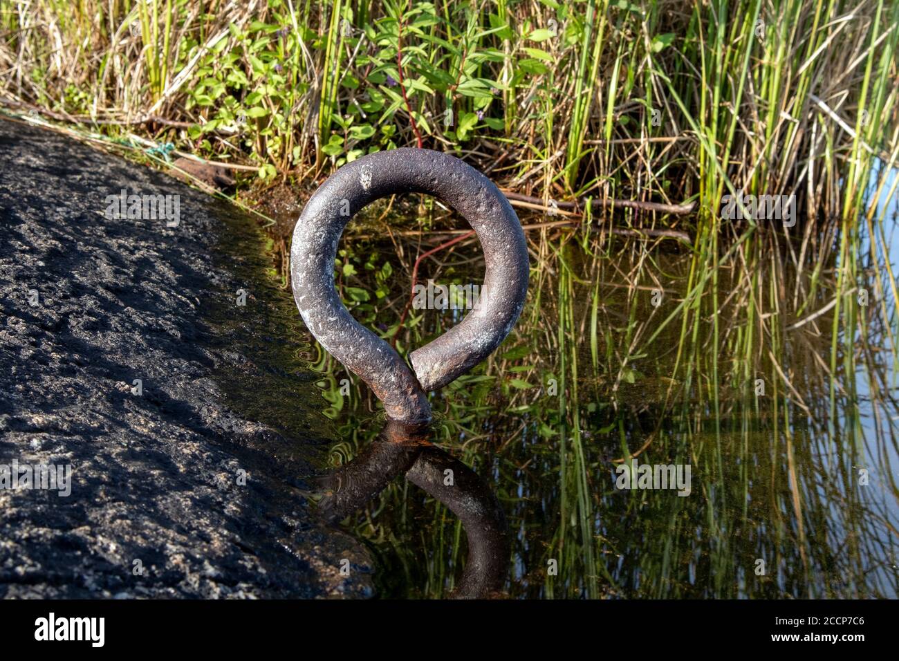 old mooring ring on shore Stock Photo - Alamy