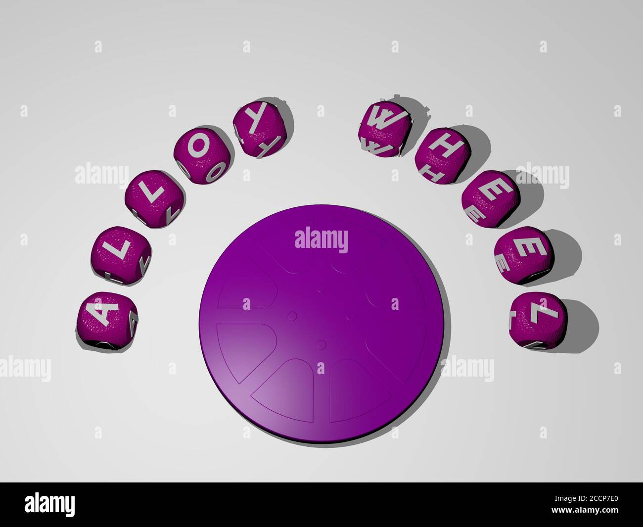 alloy wheel icon surrounded by the text of individual letters, 3D ...