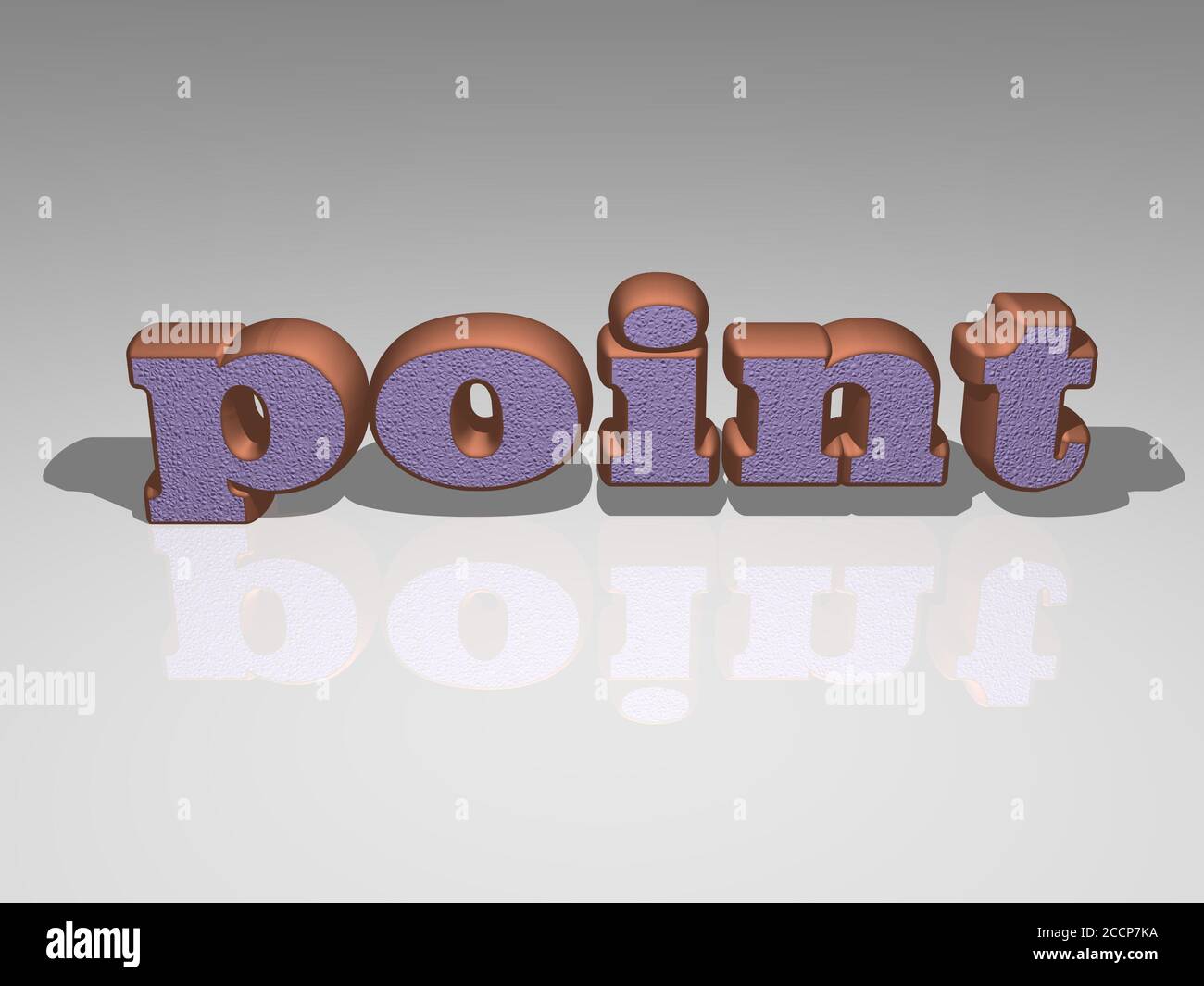Text of POINT rendered in 3D with light perspective and shadows, an ...